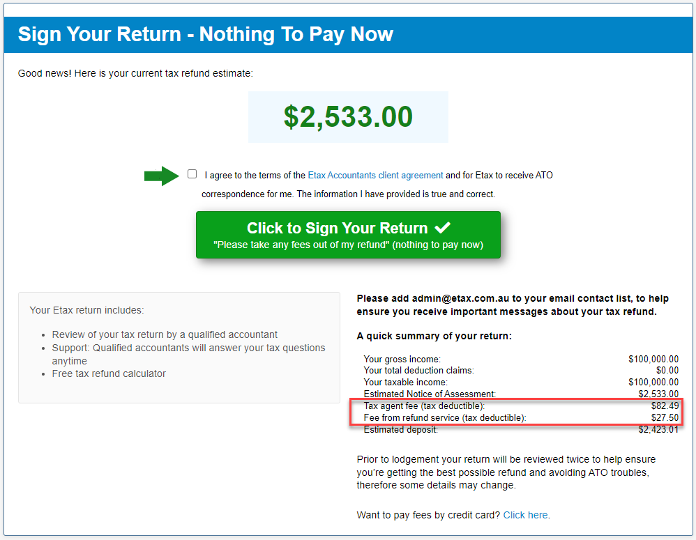 Etax Fees: How much does a tax return cost at Etax.com.au?