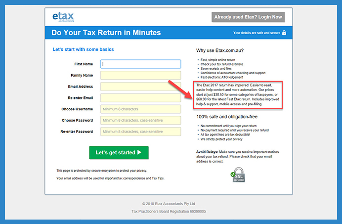 Etax Fees: How much does a tax return cost at Etax.com.au?